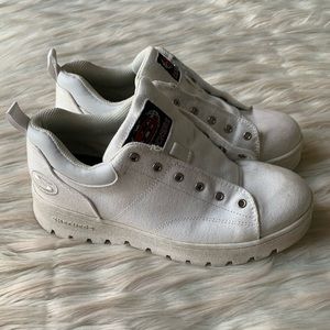 Skechers Shoes | Skechers Silver Weaved Slip On Sneakers Sz 85 | Poshmark